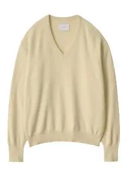 SSSTEIN Cashmere V-neck Long-sleeved Sweater - Yellow