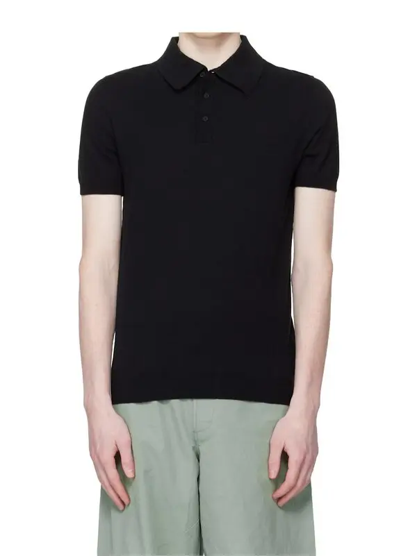 HELIOT EMIL Alae Short-sleeved Polo Shirt - Black