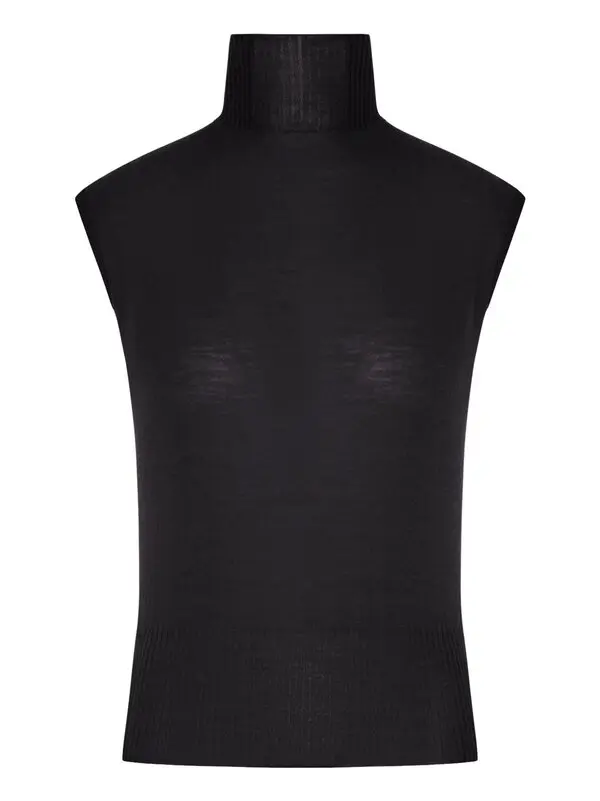 Rick Owens Ribbed-knit Sleeveless High Neck Top - No