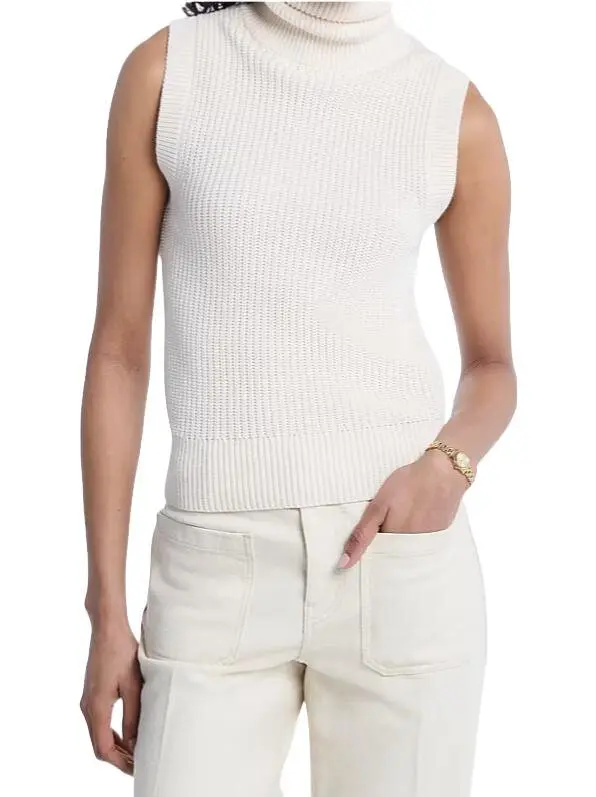 Michael Kors Sleeveless Wool Blend Turtleneck Top - Bone