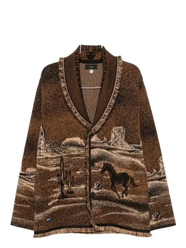 Alanui Landscape Pattern Fringed Jacket - Brown