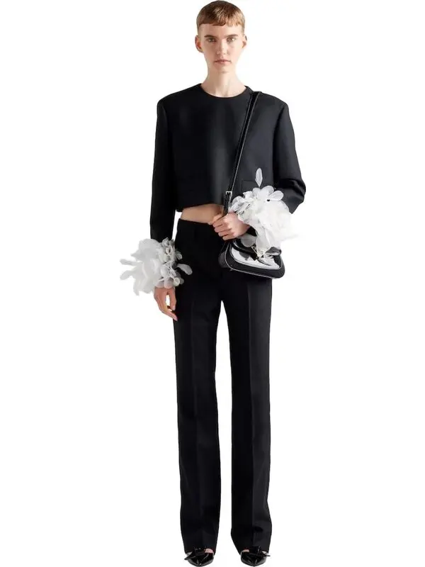 Prada Classic Wool Straight-leg Trousers - Black