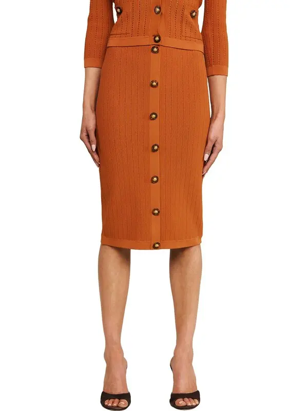 L'Agence Melania Pointelle Knit Skirt - Sienna