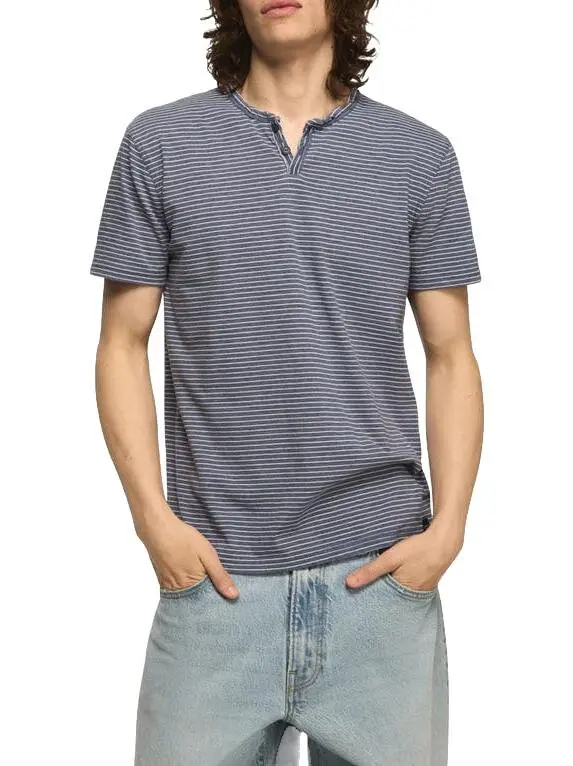 Lucky Brand Stripe Venice Burnout Henley - Blue Multi