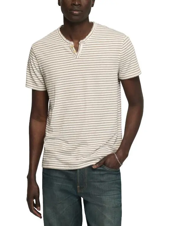 Lucky Brand Stripe Venice Burnout Henley - Cream Multi