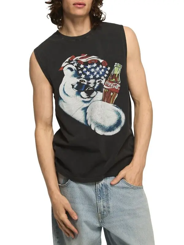 Lucky Brand Coca-cola® Polar Bear Cotton Graphic Muscle Tank - Jet Black