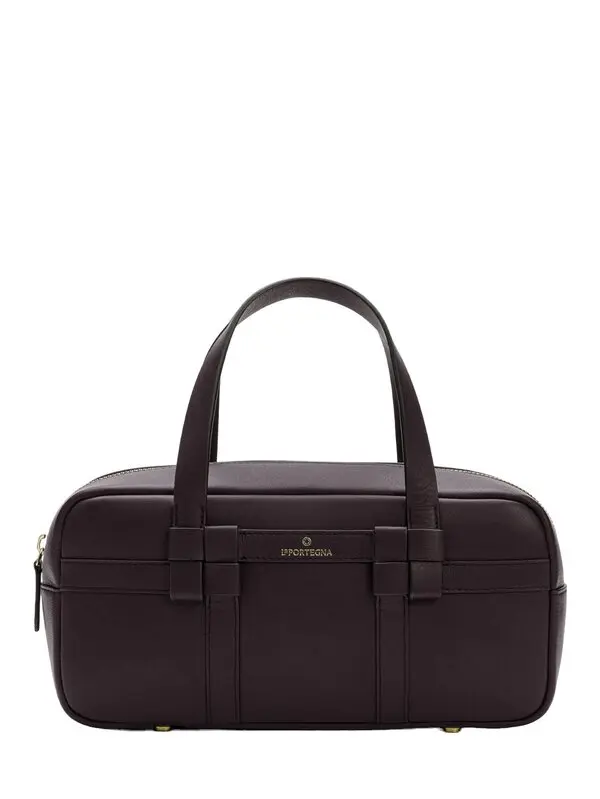 LA PORTEGNA Bibi Leather Bag With Shoulder Strap - Black