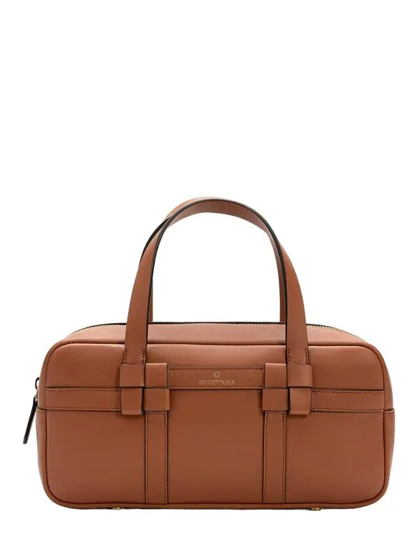 LA PORTEGNA Bibi Leather Bag With Shoulder Strap - Brown