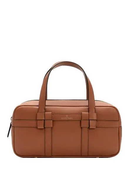 LA PORTEGNA Bibi Leather Bag With Shoulder Strap - Brown