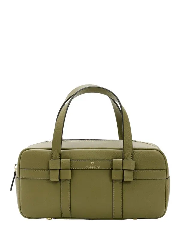 LA PORTEGNA Bibi Leather Bag With Shoulder Strap - Khaki