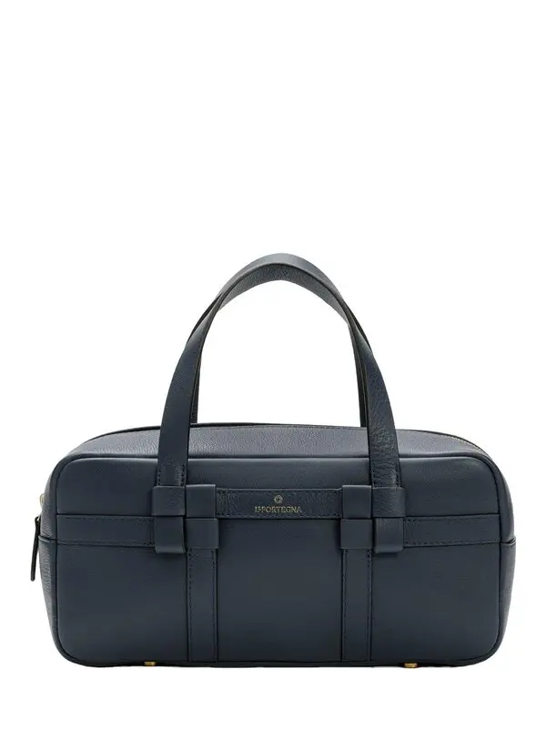 LA PORTEGNA Bibi Leather Bag With Shoulder Strap - Navy