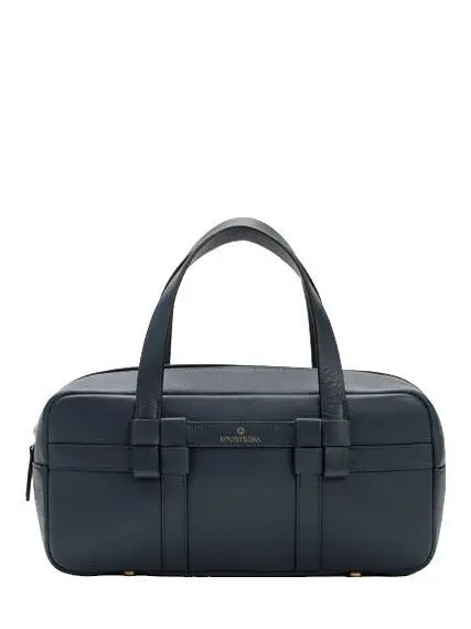 LA PORTEGNA Bibi Leather Bag With Shoulder Strap - Navy