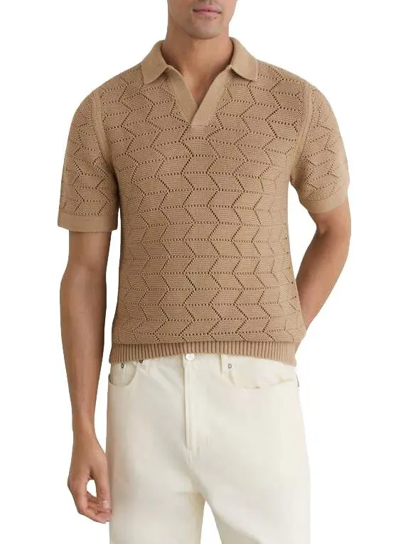 REISS Belford Polo Sweater - Camel