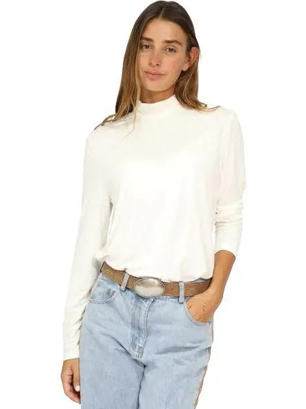 BELLE & BLOOM Easy Love Long Sleeve Top With Roll Neck - White