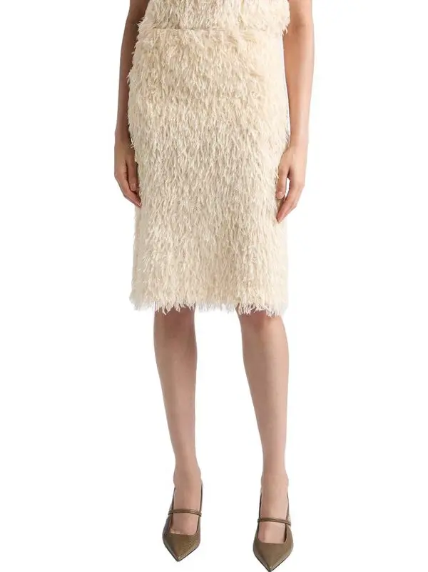 TOTEME Feathered Jersey Midi Skirt - Eggshell