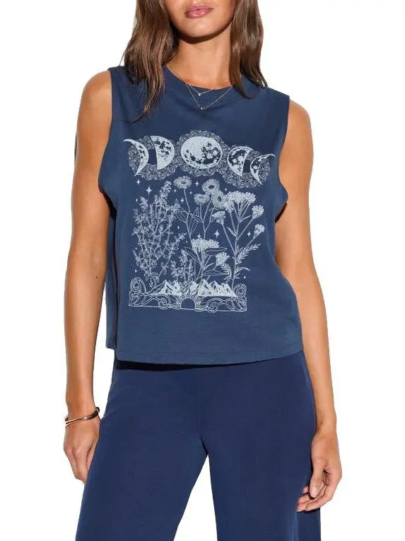 Spiritual Gangster Rewilding Vibe Graphic Tank - Indigo