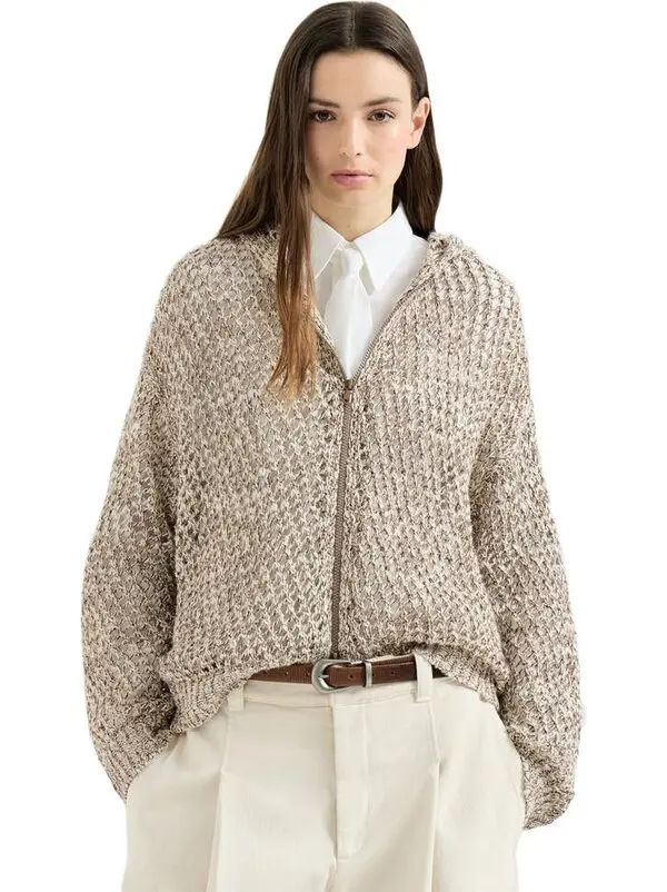 Brunello Cucinelli Dazzling Chiné Net Cardigan - Rope