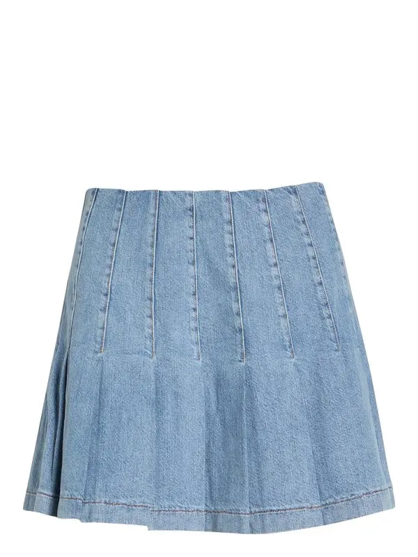 Alice + Olivia Carter Pleated Denim Miniskirt - Rockstar Blue