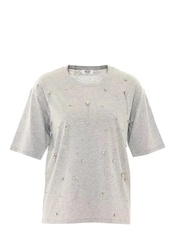 Liu Jo Crystal Embellishment T-shirt - Grey