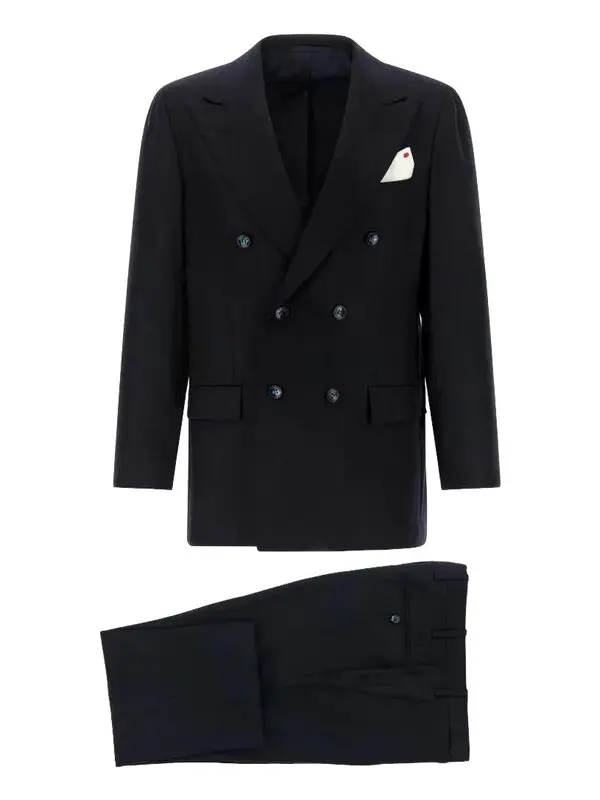 Kiton Double-breasted Peak-lapel Suit - Blue
