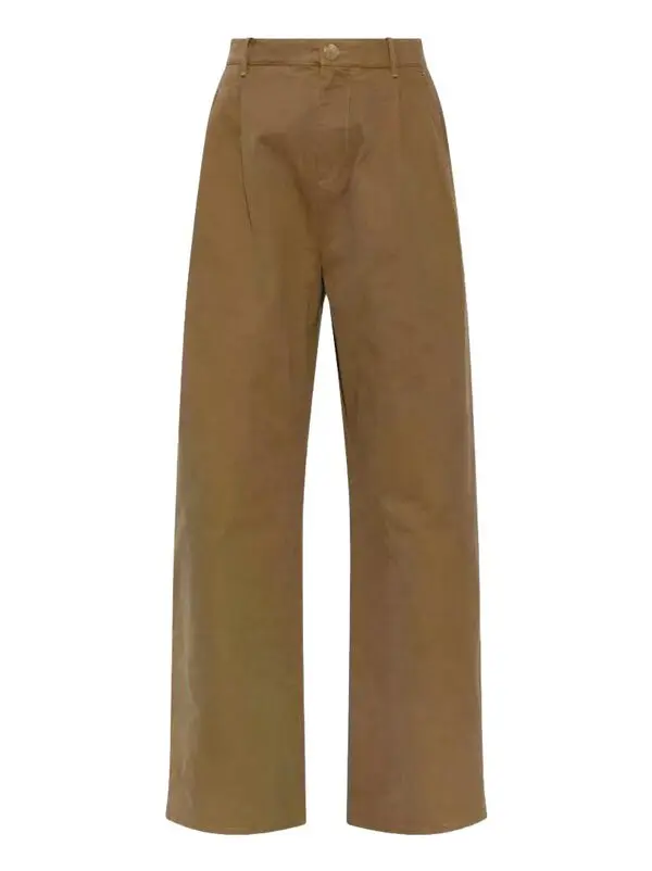 JIL SANDER Pleated Cotton Trousers - Brown