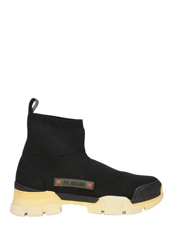 Moschino Patch Sock-design Sneakers - Black