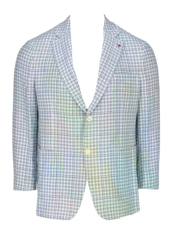Isaia Gingham-check Single-breasted Blazer - Blue
