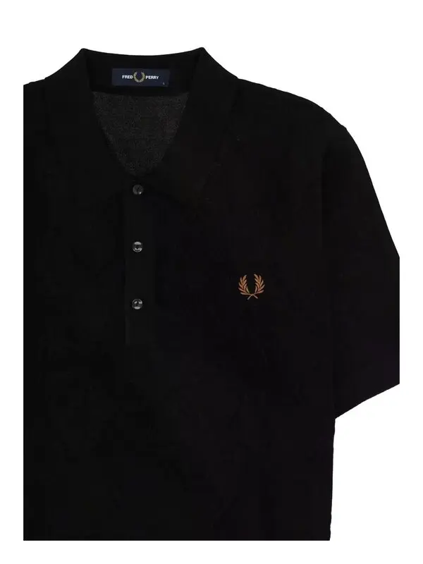 Fred Perry Argyle-knit Polo Shirt - Black