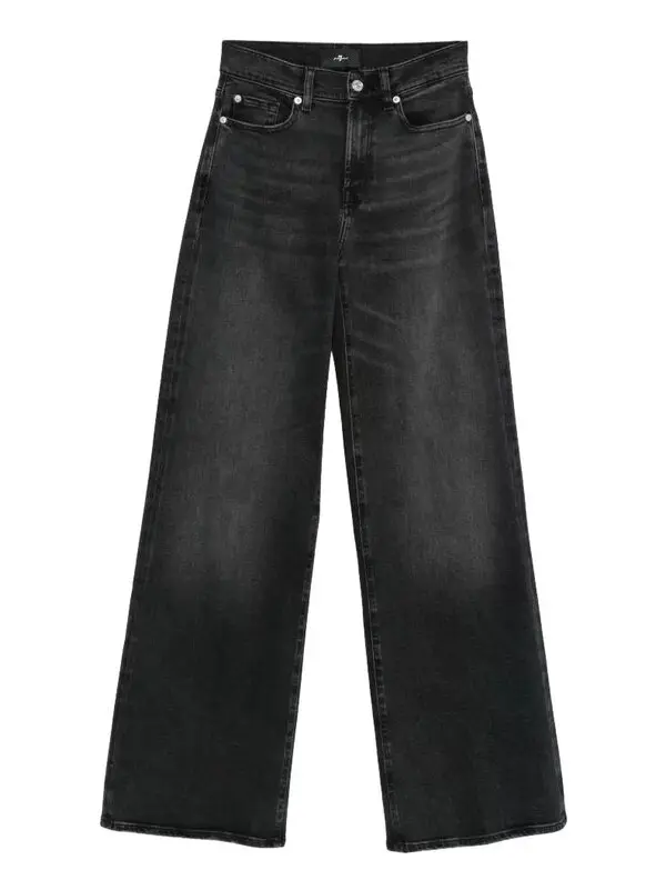 7 For All Mankind Lotta Faded-effect Wide-leg Jeans - Grey