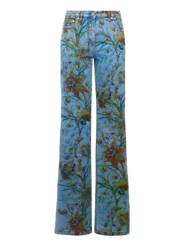 Etro Floral Motif Flared Jeans - Blue