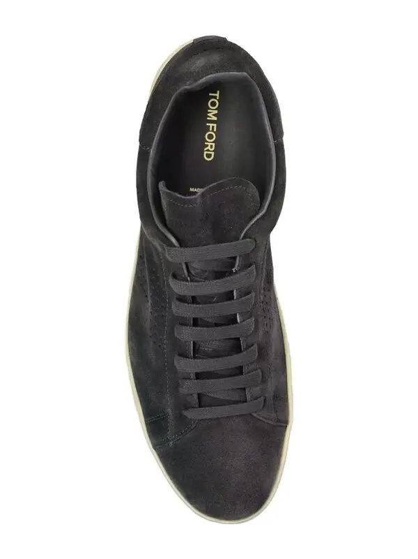 TOM FORD Perforated Logo Suede Sneakers - Grey