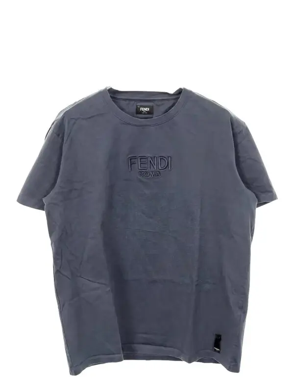 Fendi Logo Embroidered T-shirt - Grey