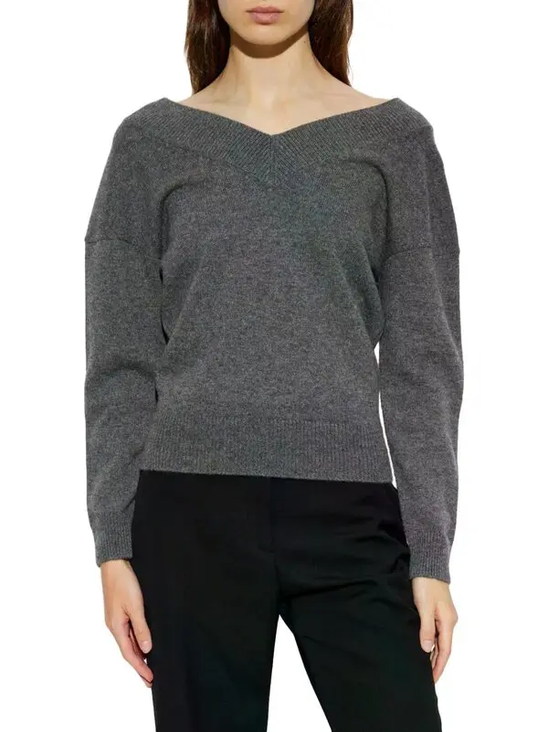 TOM FORD Off-shoulder V-neck Sweater - Grey