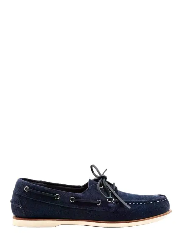 BERWICK 1707 Suede Lace-up Boat Shoes - Blue