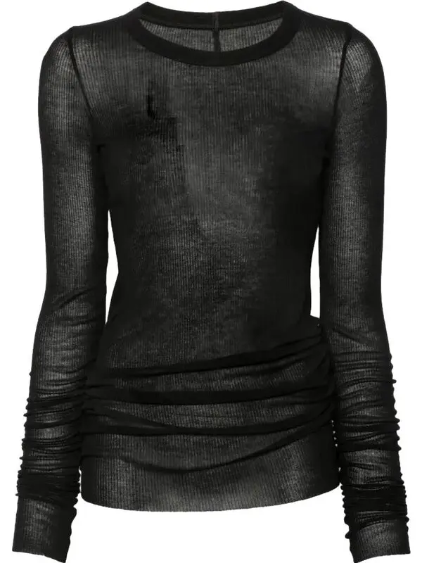 Rick Owens Ribbed Knit Long Sleeve T-shirt - Black