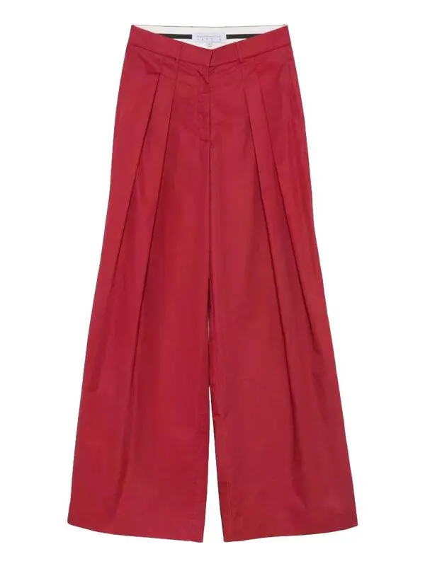 ABADIA Berry Double-pleat Trousers - Red