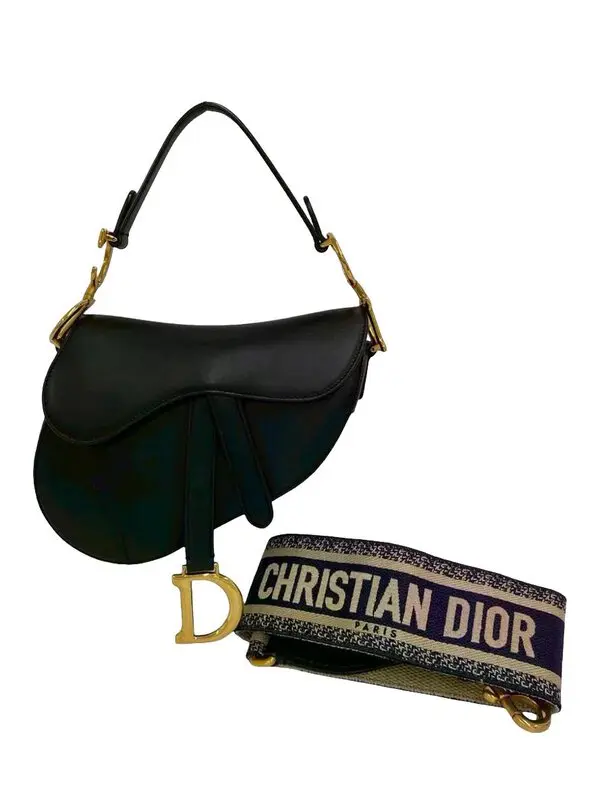 Dior Mini Smooth Calfskin Saddle Bag - Black