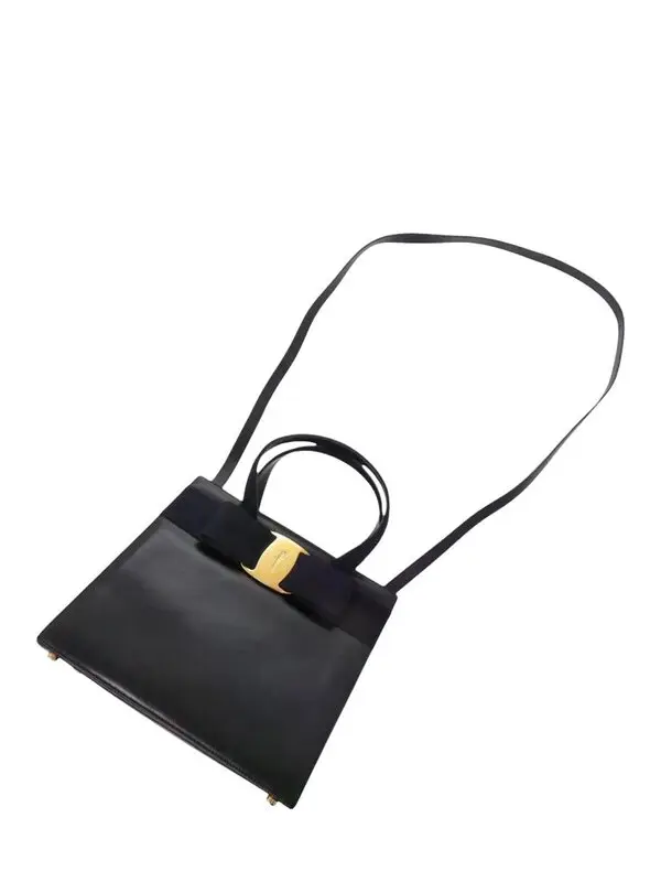 FERRAGAMO Leather Vara Bow Satchel - Black