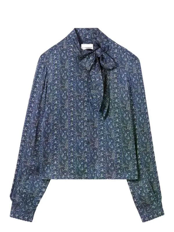 Claudie Pierlot Printed Pussy-bow Shirt - Blue
