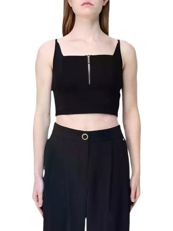 Emporio Armani Cropped Zip-front Top - Black