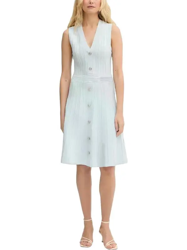 Guess Ribbed-knit Button-down Mini Dress - Blue