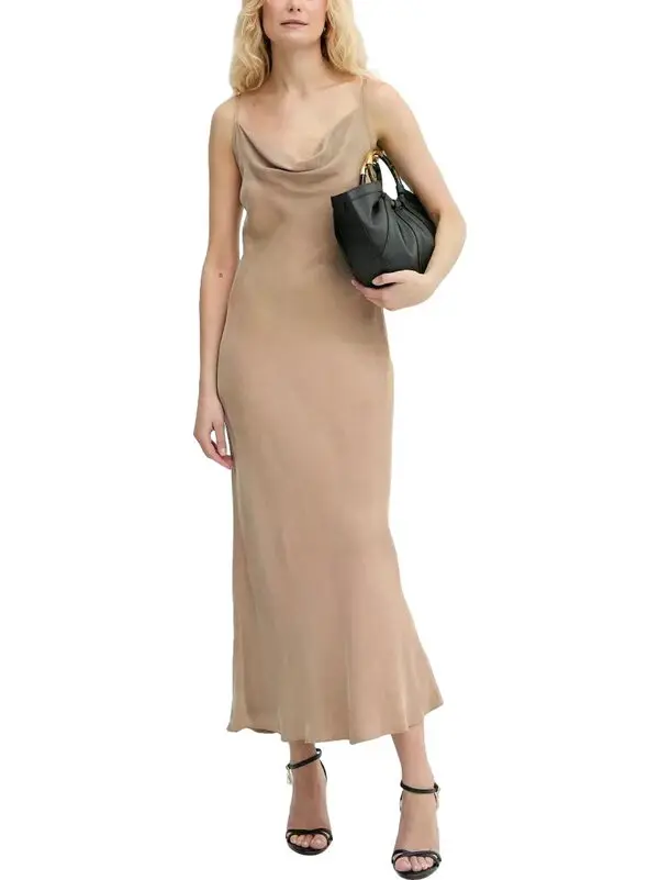Guess Cowl Neck Spaghetti Strap Midi Dress - Neutrals