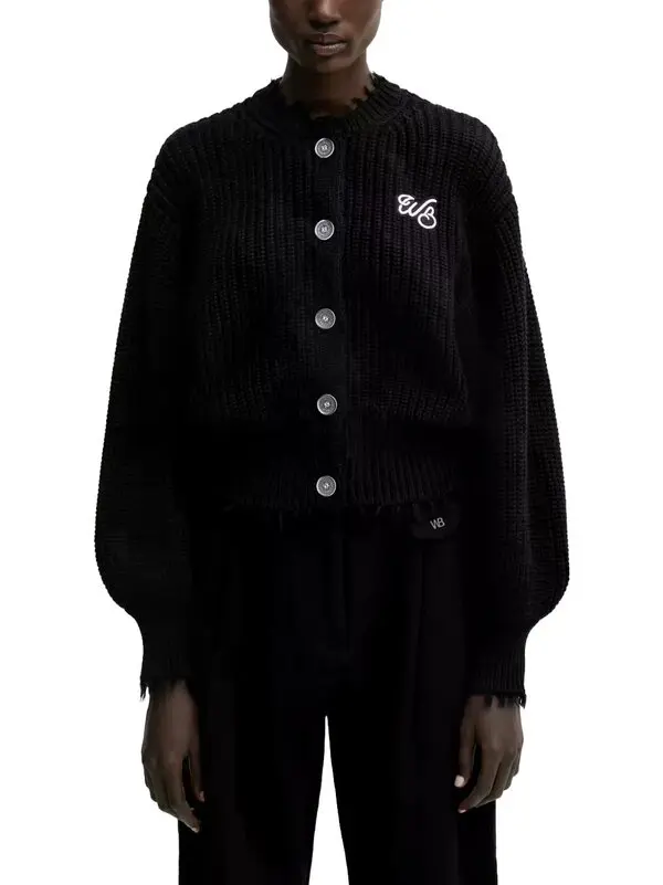 WRSTBHVR Blair Distressed Logo Patch Cardigan - Black
