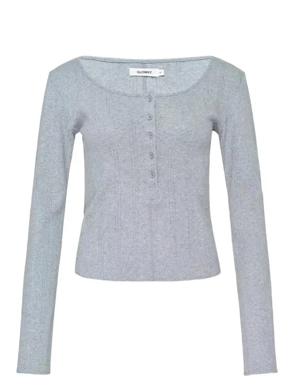 GLOWNY Long-sleeve Polo Top - Grey