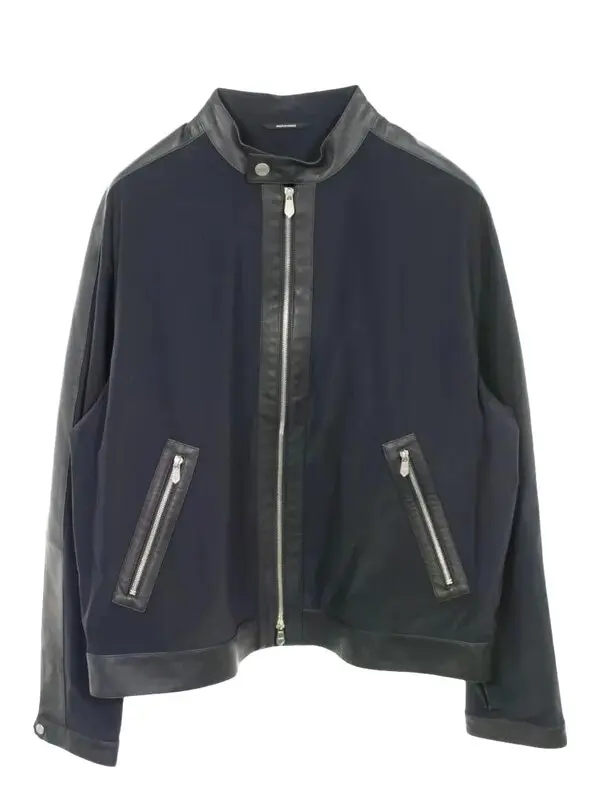 Hermès Sellier Buttons Calf Leather-trim Jacket - Blue