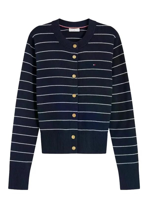 Tommy Hilfiger Striped Button-front Cardigan - Blue