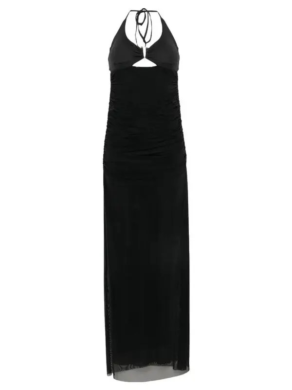 FISICO Ruched Halterneck Maxi Dress - Black