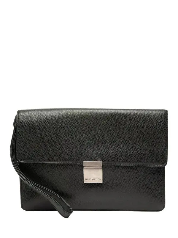 LOUIS VUITTON Taiga Selenga Clutch Bag - Black
