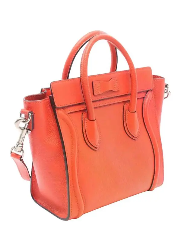 Celine Nano Leather Luggage Tote Satchel - Red