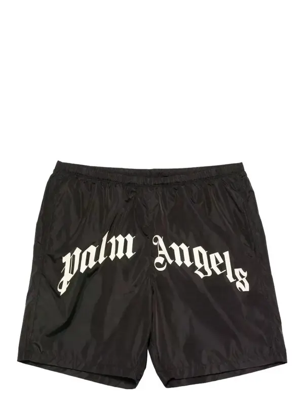 Palm Angels Logo Print Swim Shorts - Black